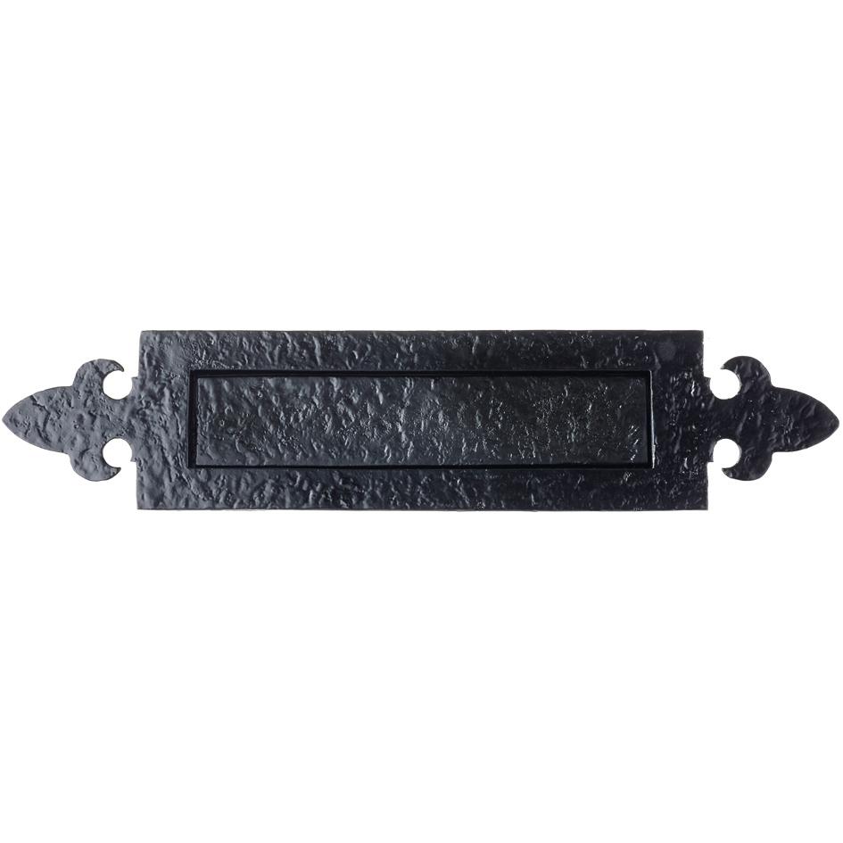 Black Antique Letter Box Plate Cover Traditional Fleur De Lys Foxcote ...